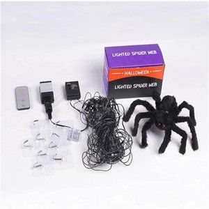 Holiday | 12 Led 492ft Giant Spider Web Lights With Hairy Spider And ...